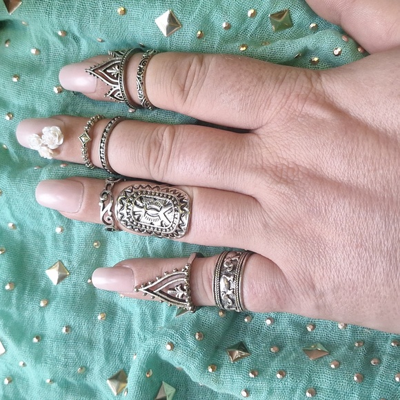 Jewelry | Antique Sliver Ring Set 8pc | Poshmark